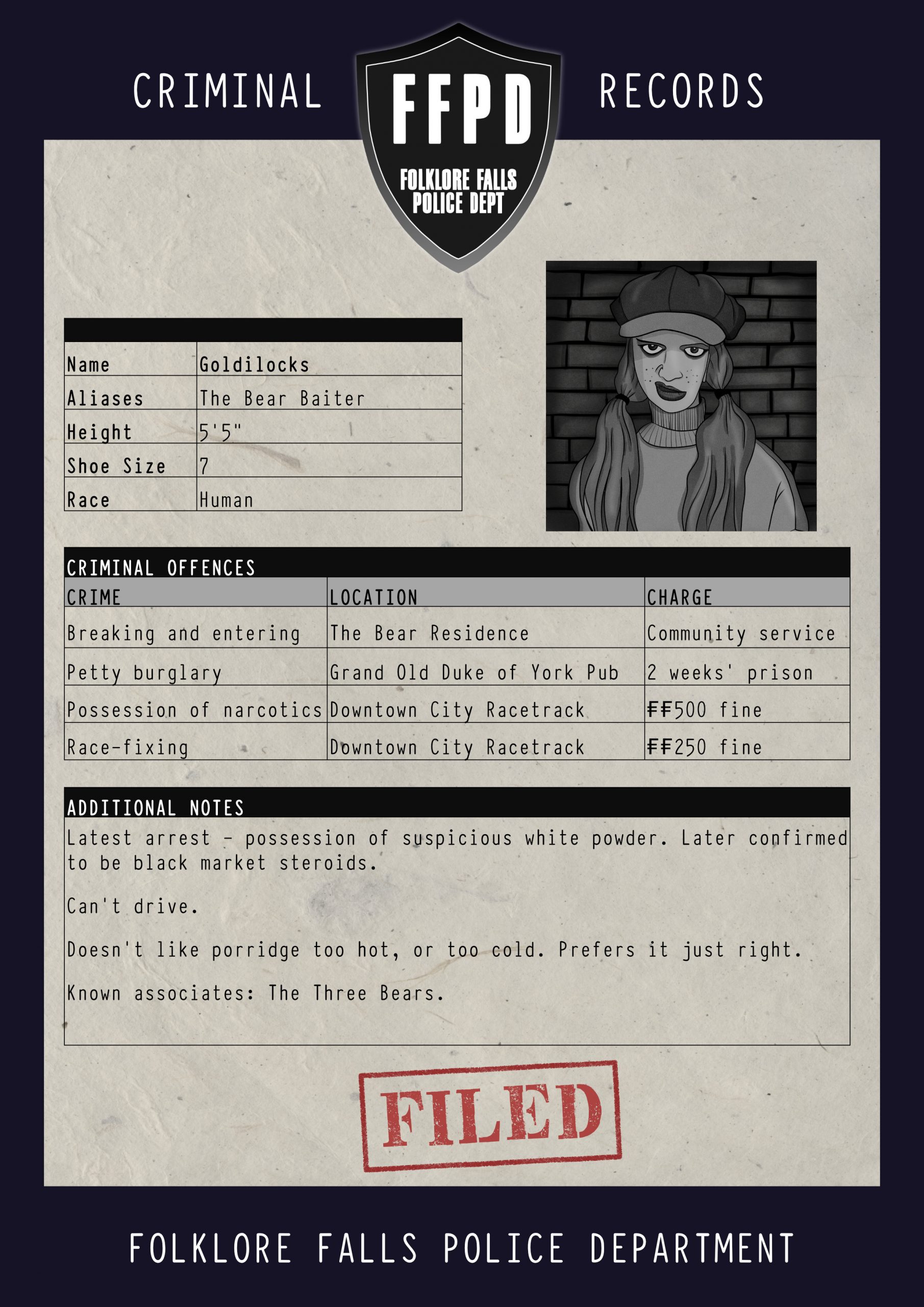 Folklore Falls Criminal Database – Goldilocks – Folklore Falls ...